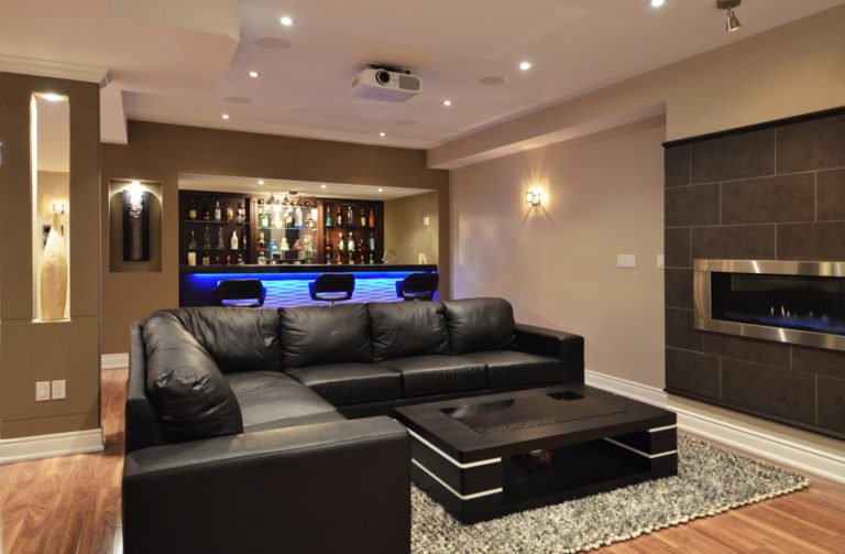 20 Amazing Finished Basements That Have a Fireplace